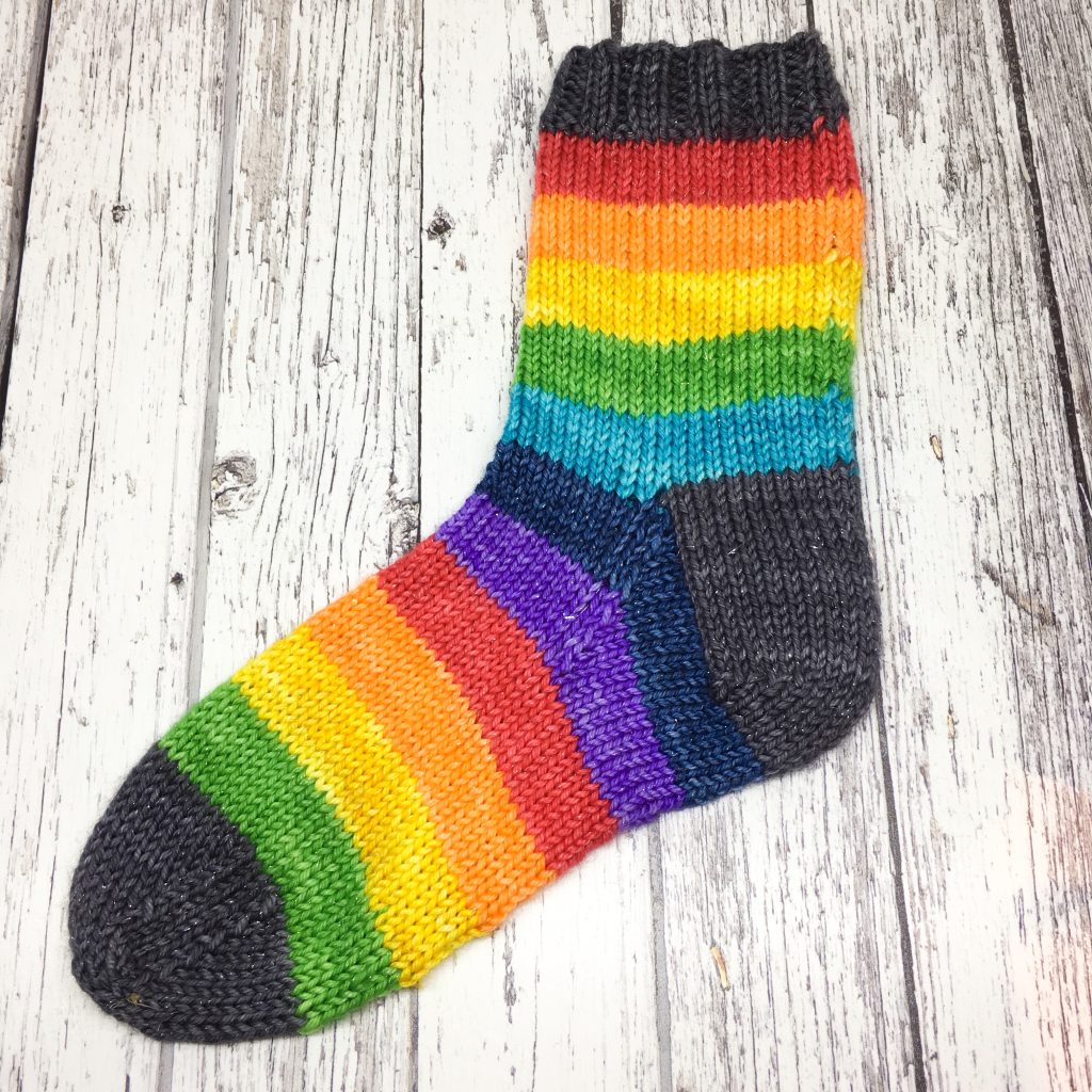 Stripy rainbow socks, hand dyed merino nylon sock yarn, knitted socks ...