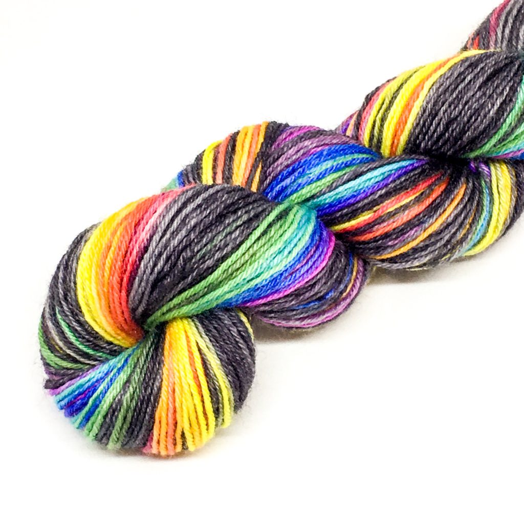 Hand painted rainbow yarn, grey and rainbow 4 ply, hand dyed merino ...