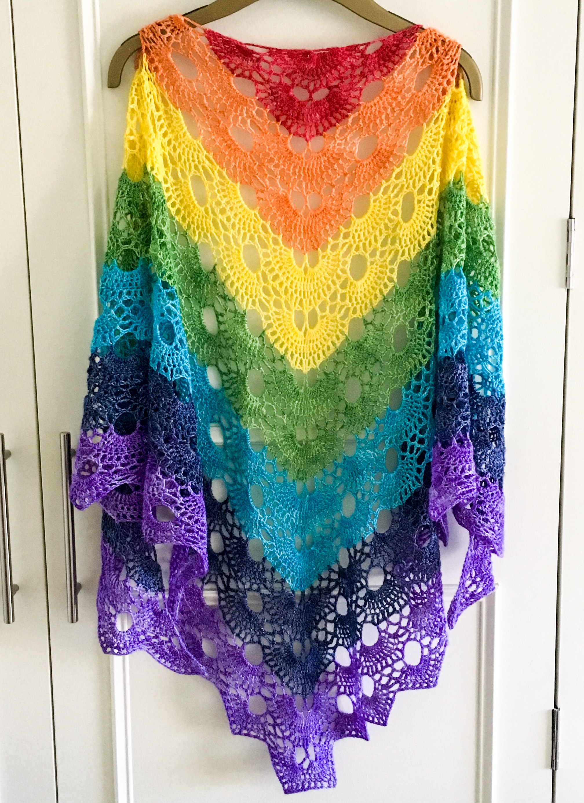 Rainbow merino wrap, sparkly rainbow shawl, festival wear, 4 ply ...