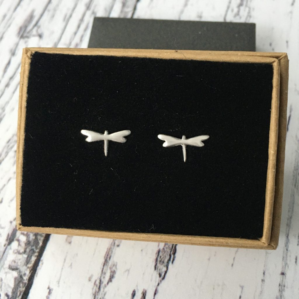 Sterling silver dragonfly stud earrings - Twinkly Bits